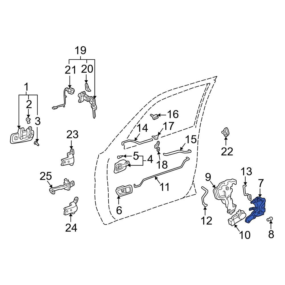 Toyota OE 69304AA010 - Front Left Door Latch Assembly
