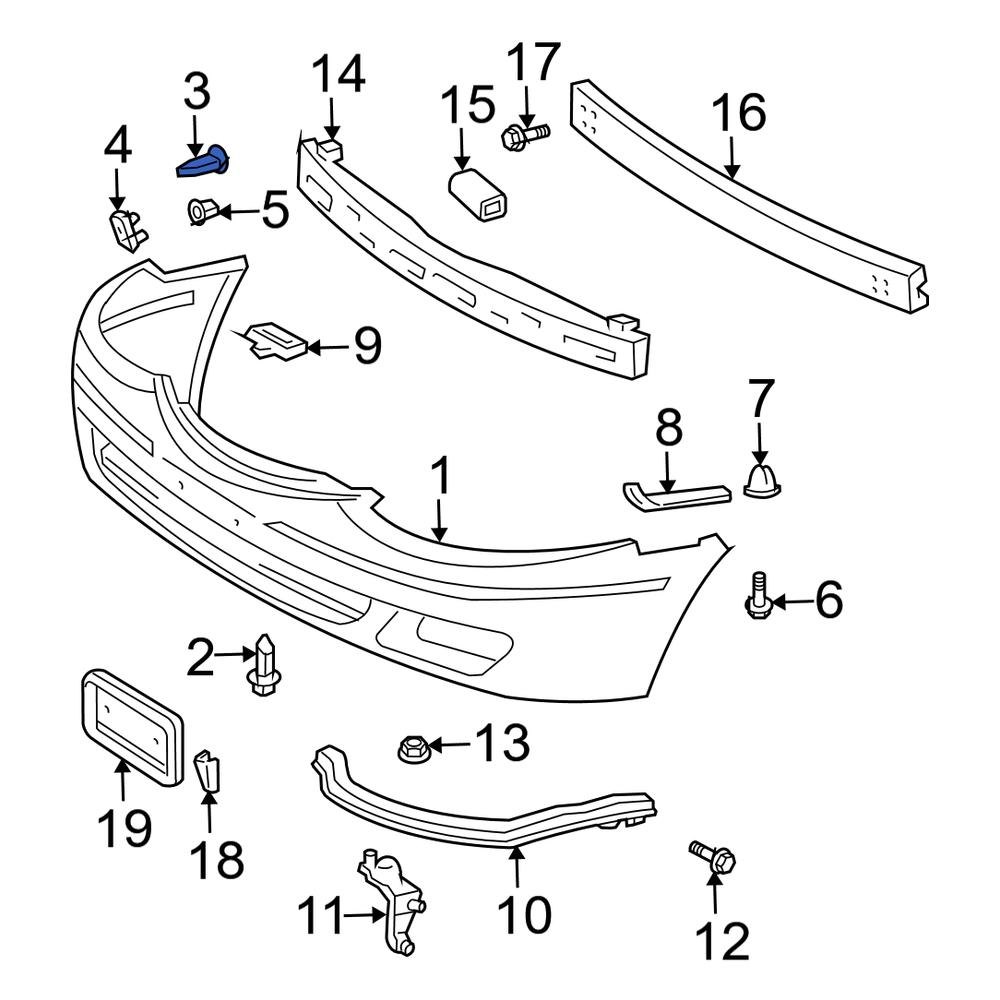 Toyota OE 9046705116 - Rear Bumper Cover Support Rail Clip