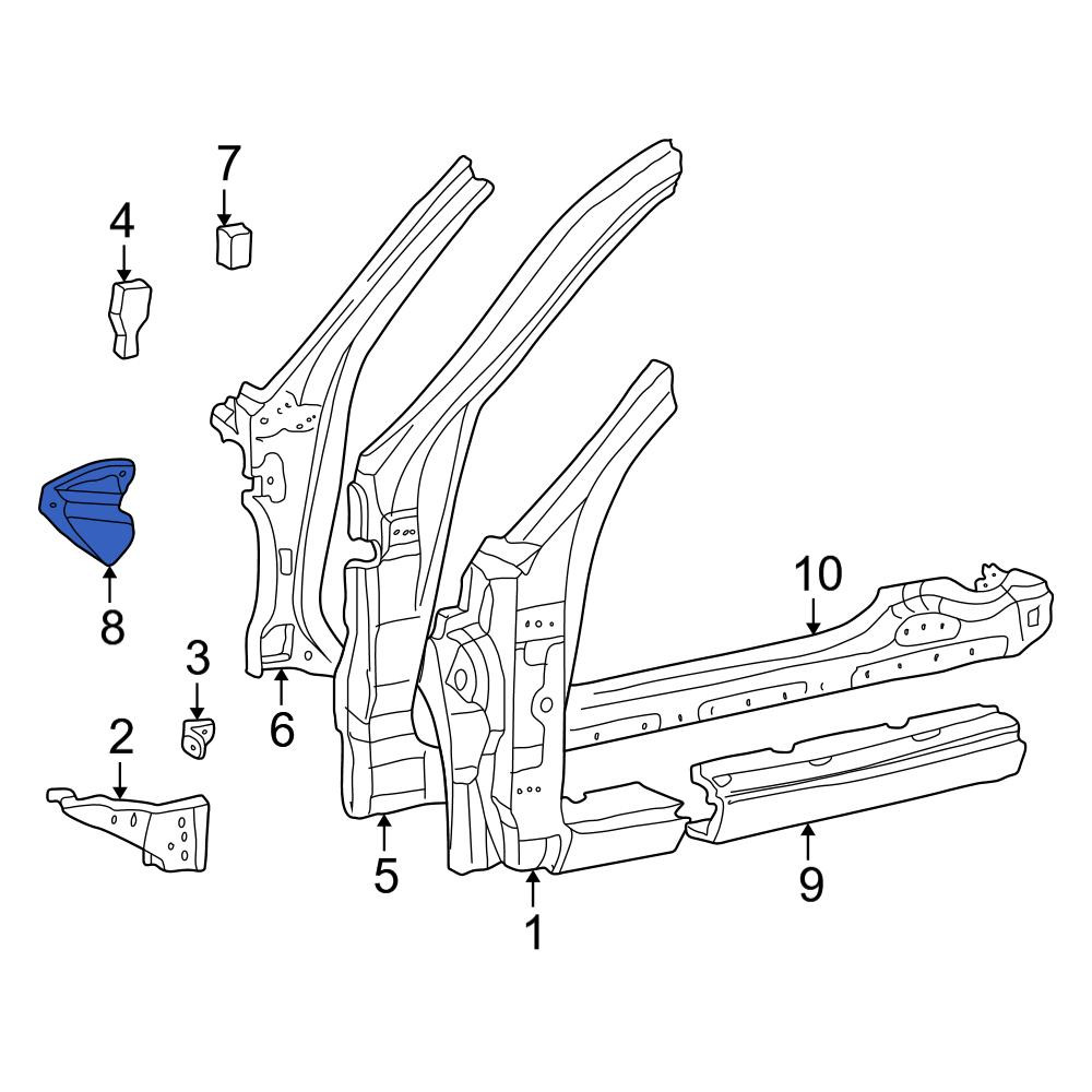 Toyota OE 6116806010 - Body A-Pillar Bracket