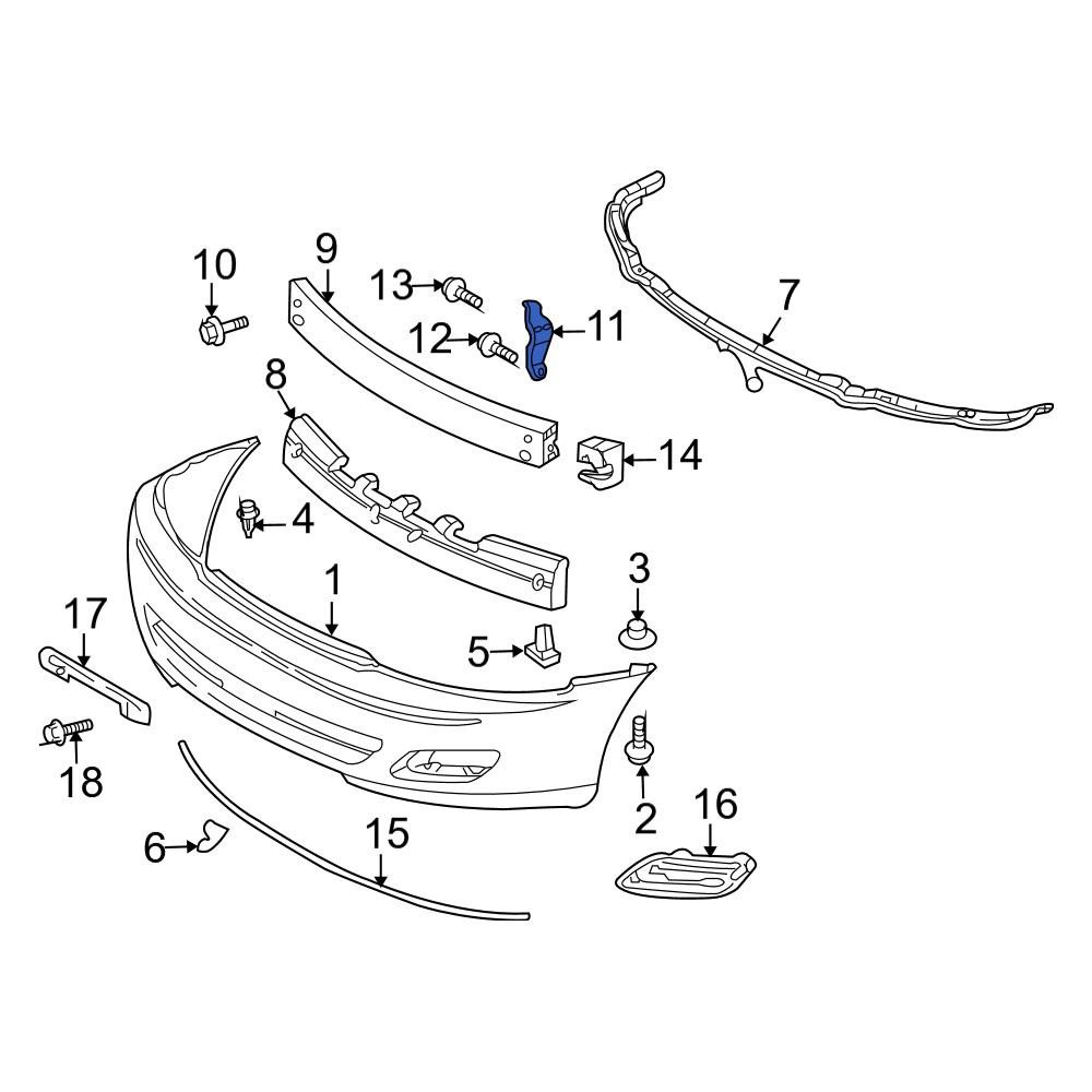 Toyota OE 52116AC010 - Front Left Bumper Cover Support Rail