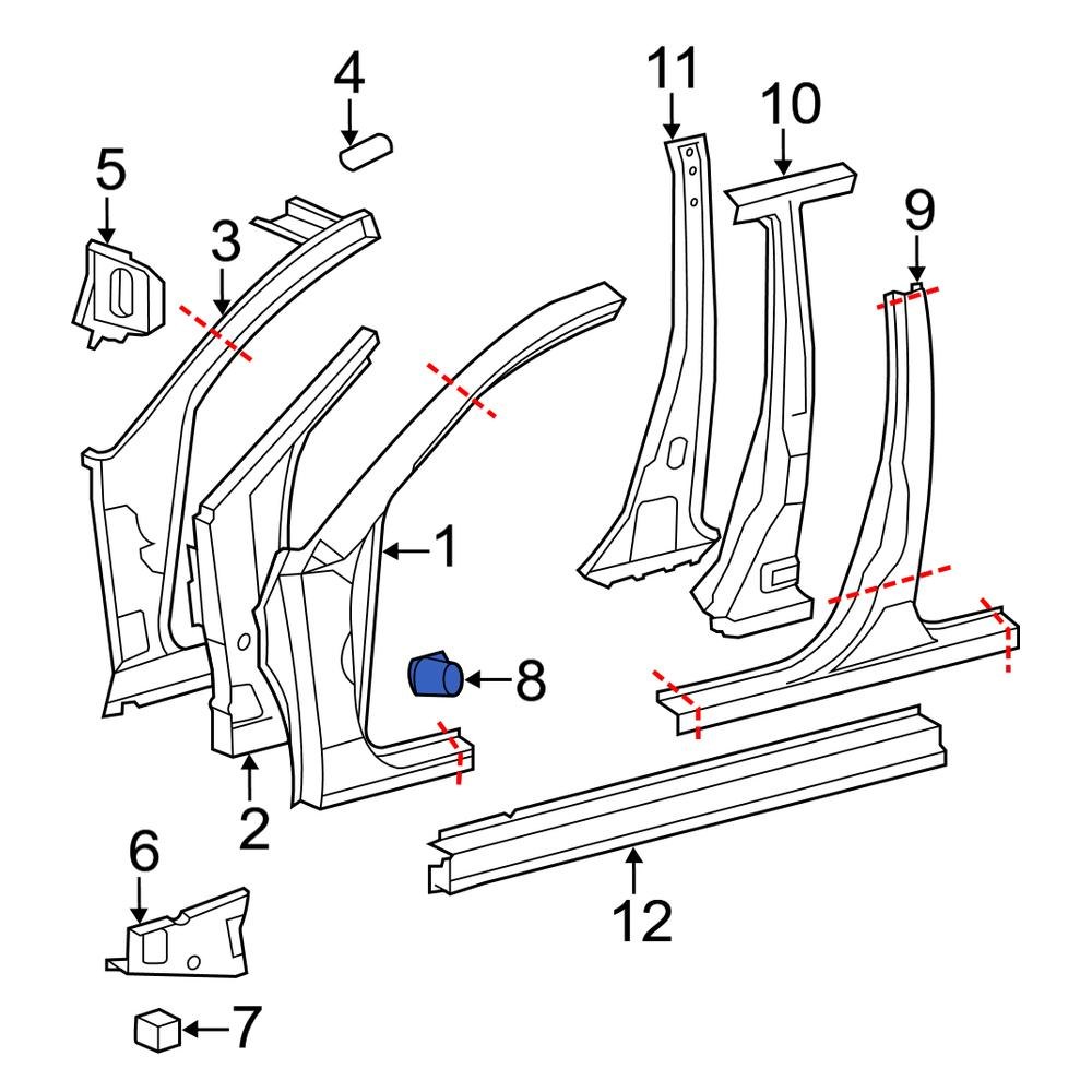 Toyota OE 6116806010 - Outer Body A-Pillar Bracket