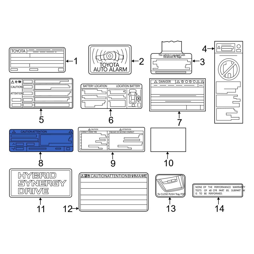 Toyota OE 887230R020 - A/C System Information Label