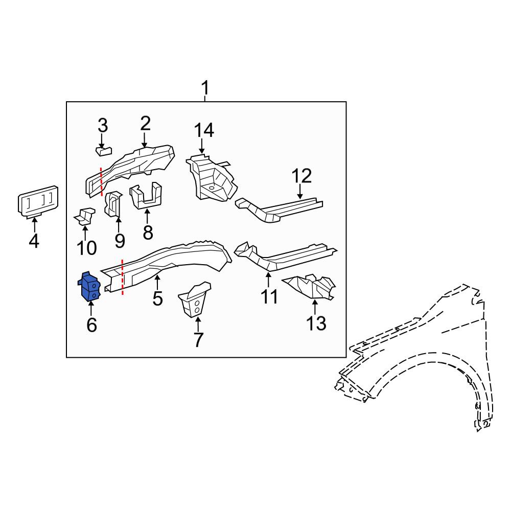 Toyota OE 5711706030 - Front Right Frame Rail End