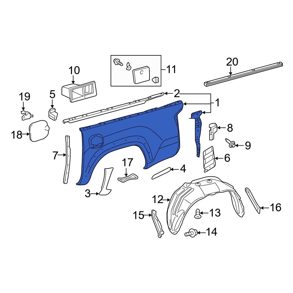 Toyota OE 6550004460 - Rear Right Truck Bed Panel