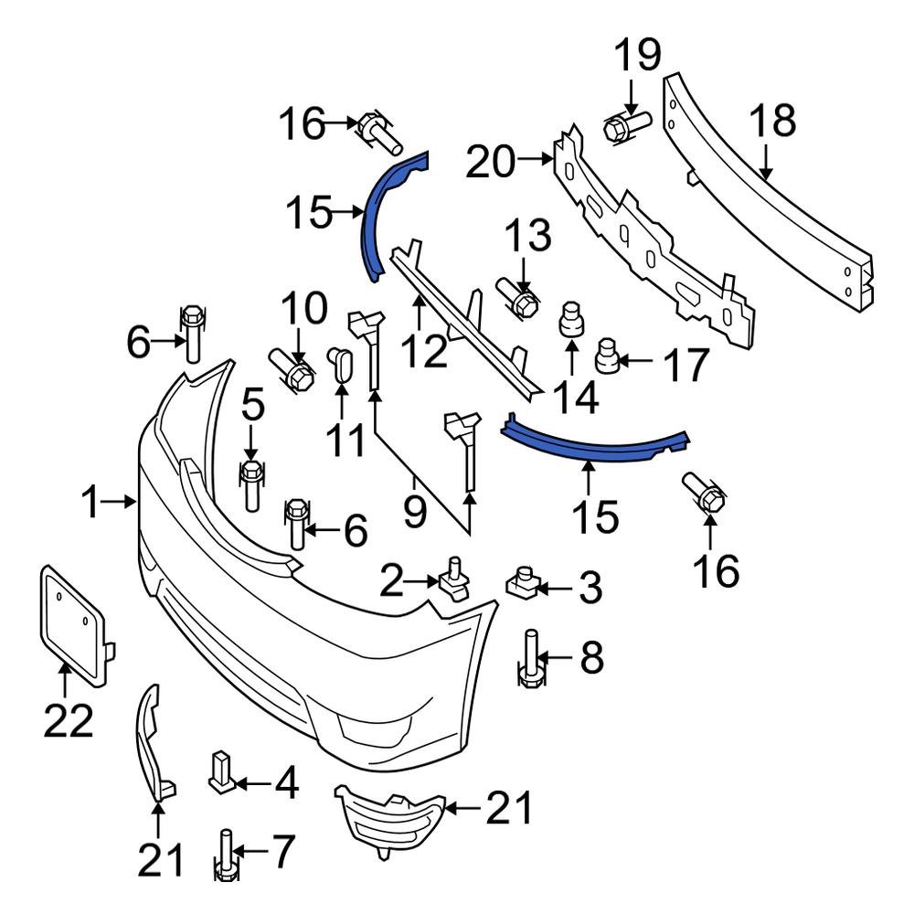 Toyota OE 52125AA020 - Front Right Outer Bumper Cover Reinforcement