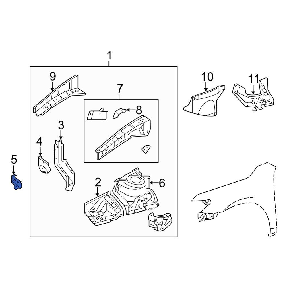 Toyota OE 5383506020 - Front Right Fender Rail Reinforcement Bracket