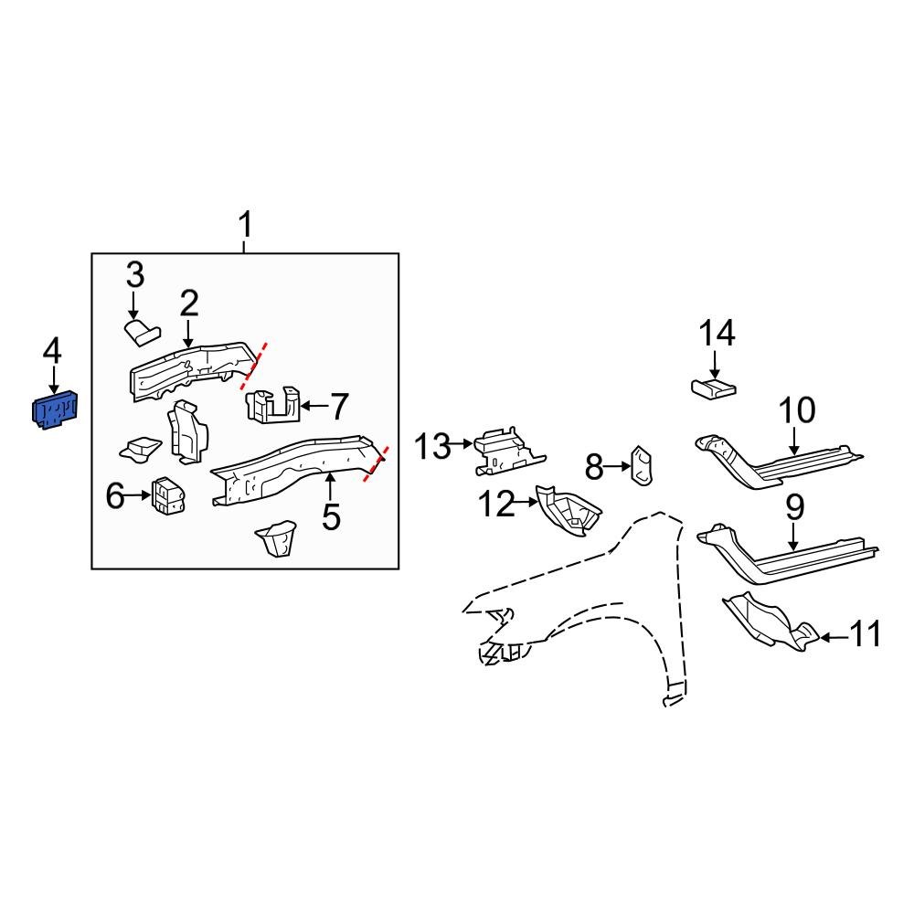 Toyota OE 5710733032 - Front Right Bumper Impact Bar Bracket