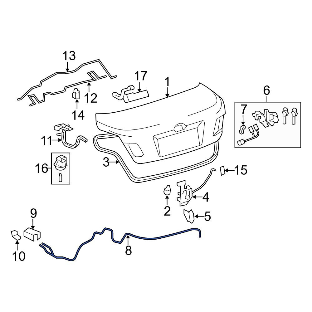 Toyota OE 6460706070 - Rear Deck Lid Release Cable