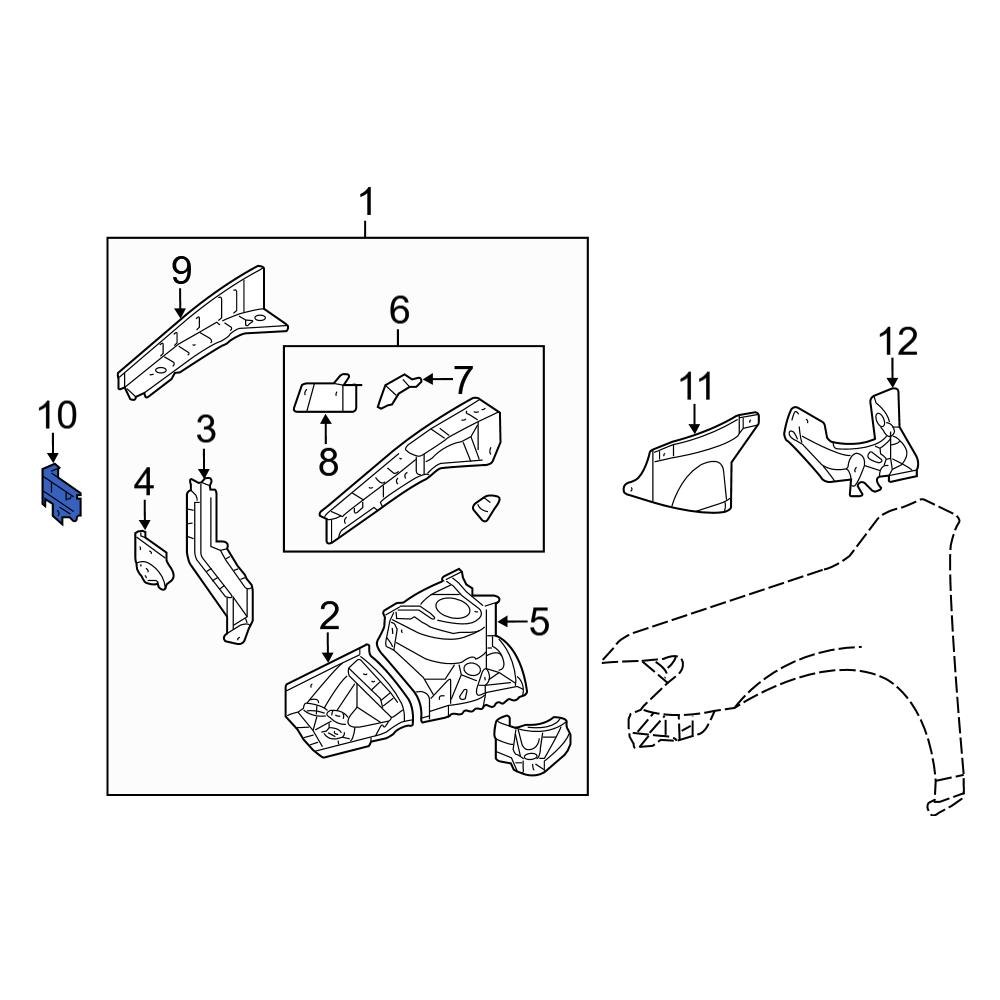 Toyota OE 5383606020 - Front Left Fender Rail Reinforcement Bracket