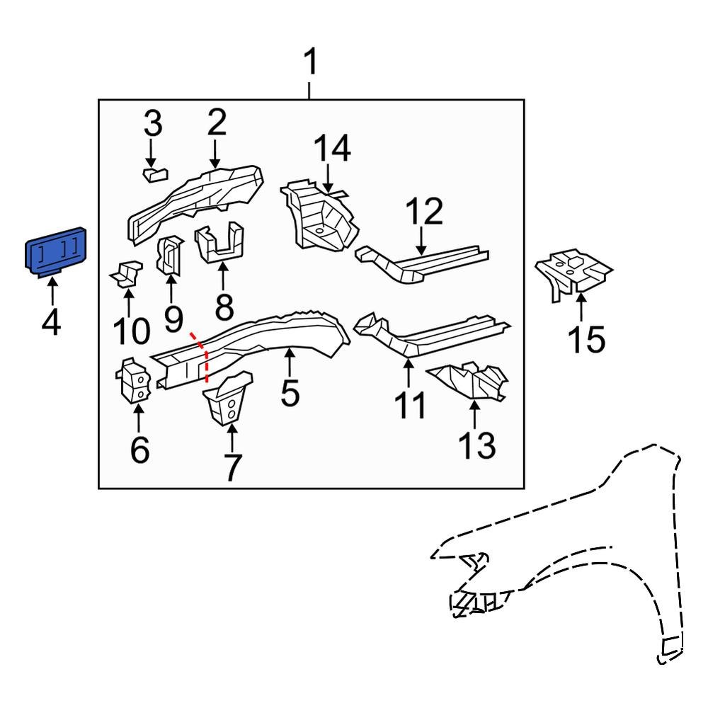 Toyota OE 5710733032 - Front Right Bumper Impact Bar Bracket