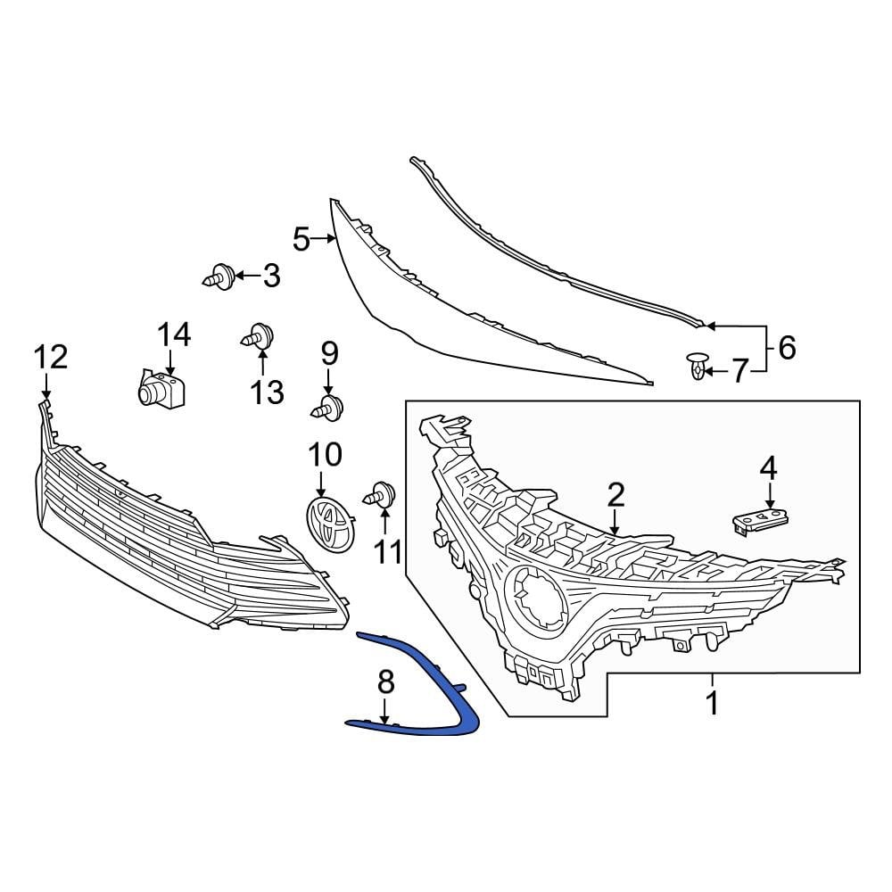 Toyota OE 5271206180 - Front Right Lower Grille Molding
