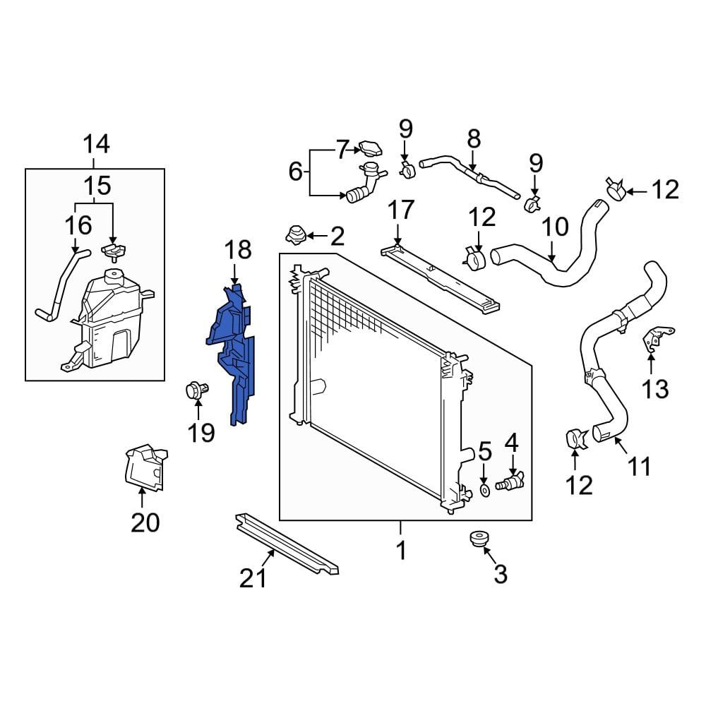 Toyota OE 16595F0060 - Front Left Upper Radiator Support Baffle