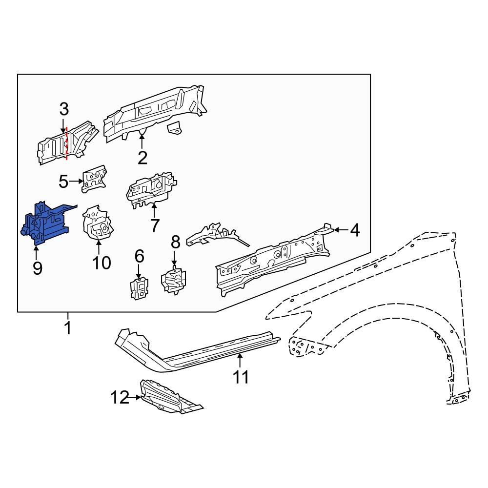 Toyota OE 5701306021 - Front Right Frame Rail End