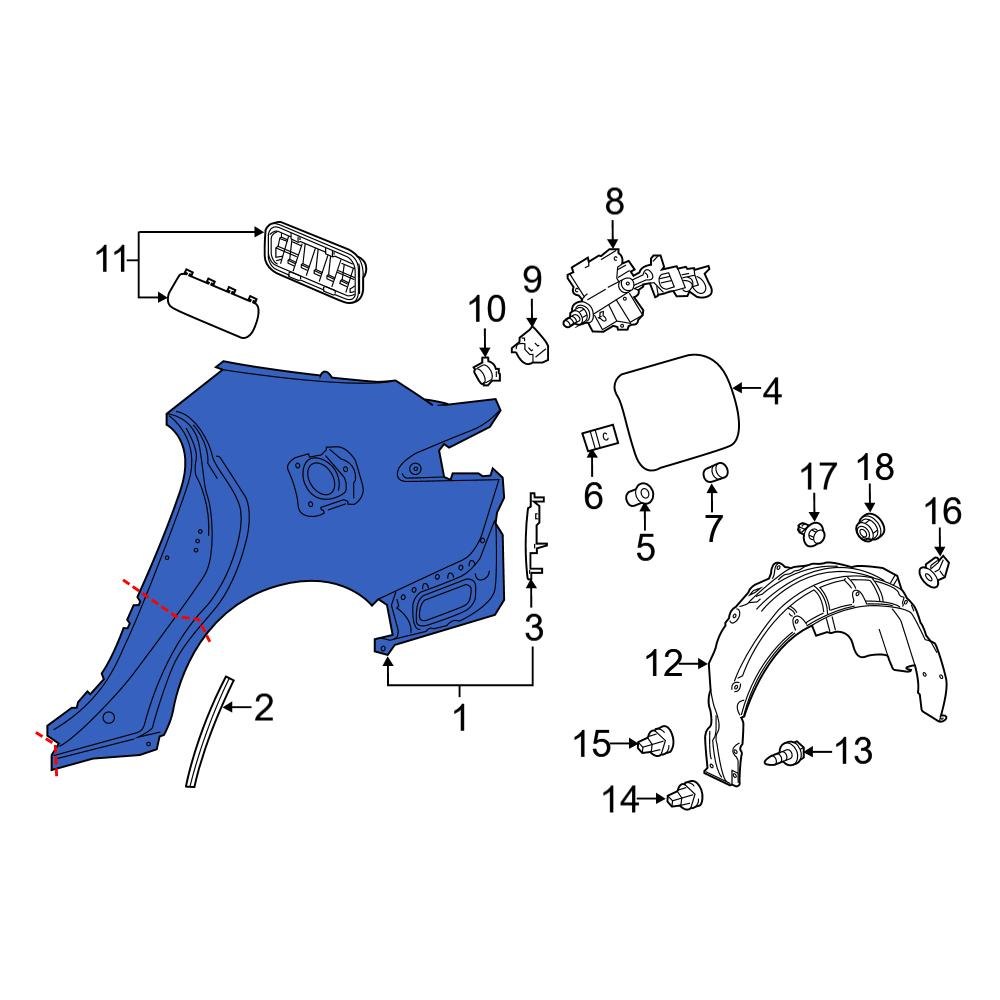 Toyota OE 6160106320 - Rear Right Outer Quarter Panel