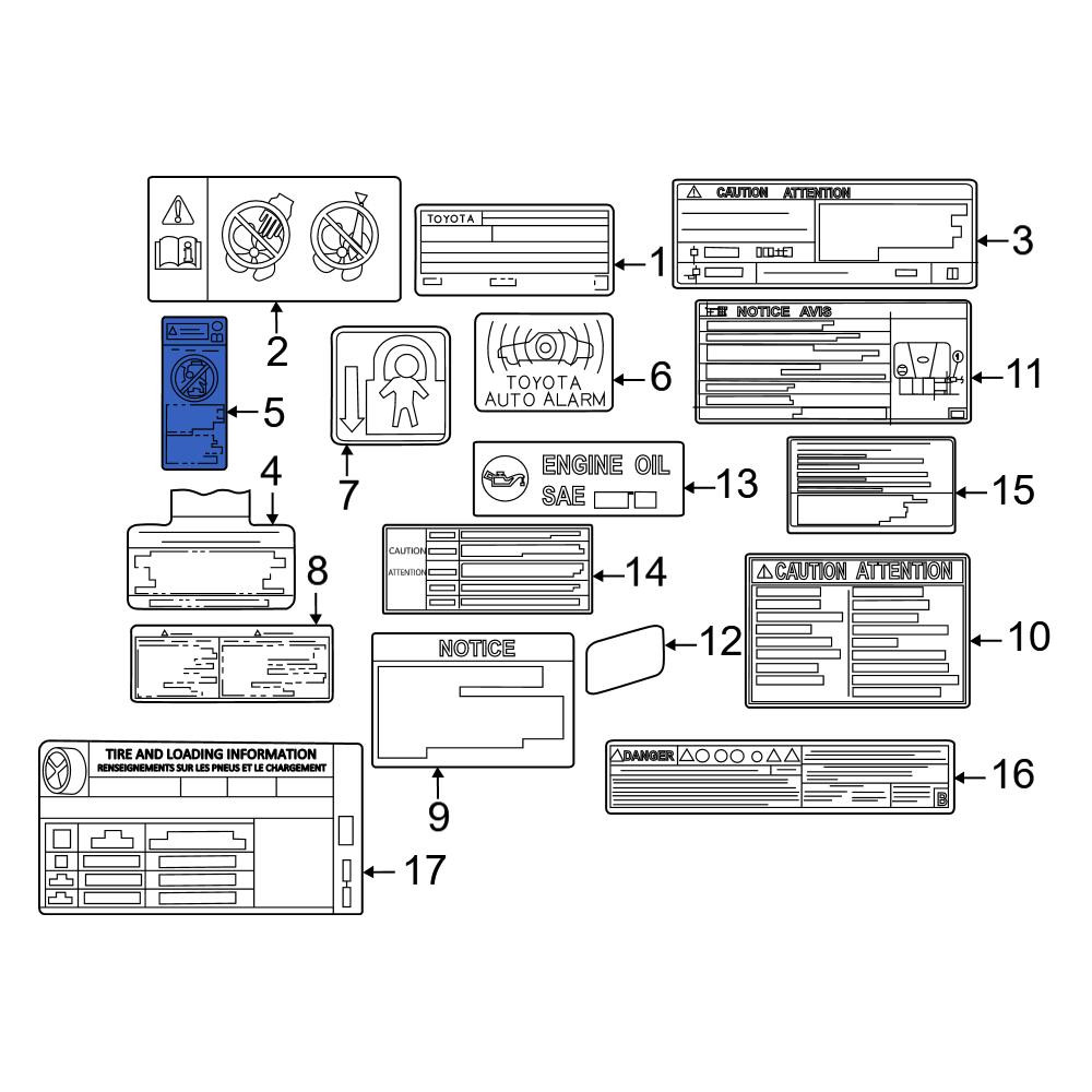 Toyota OE 7459678010 - Air Bag Information Label