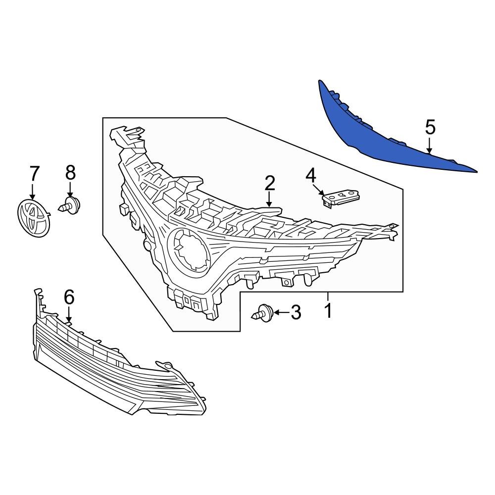 Toyota OE 5211106900 - Front Upper Grille Molding