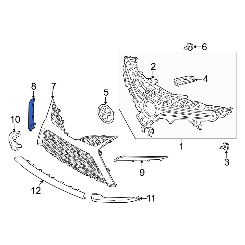 Toyota OE 5271206100 - Front Right Upper Grille Molding