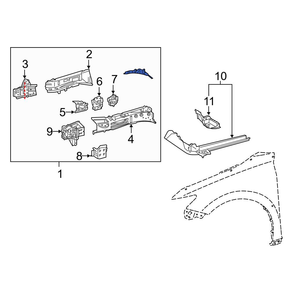 Toyota OE 5702706906 - Front Right Frame Side Member Assembly