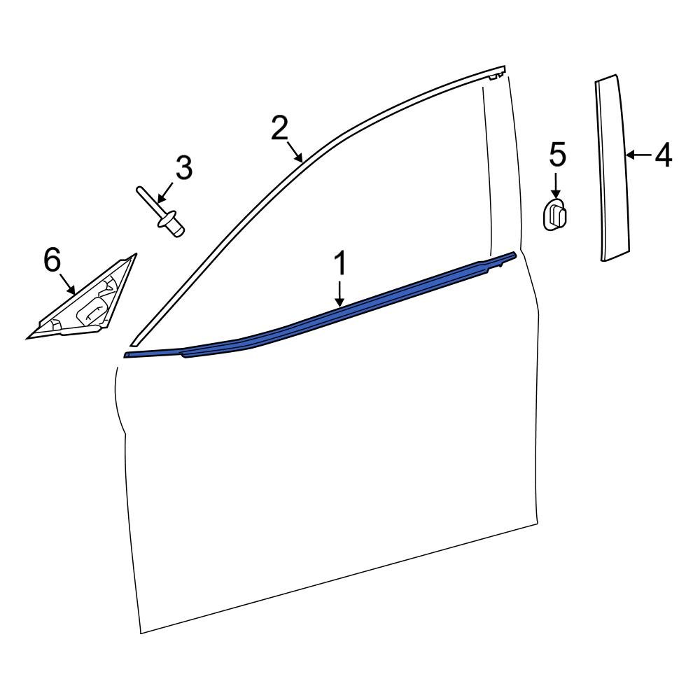 Toyota OE 7572006291 - Front Left Door Belt Molding