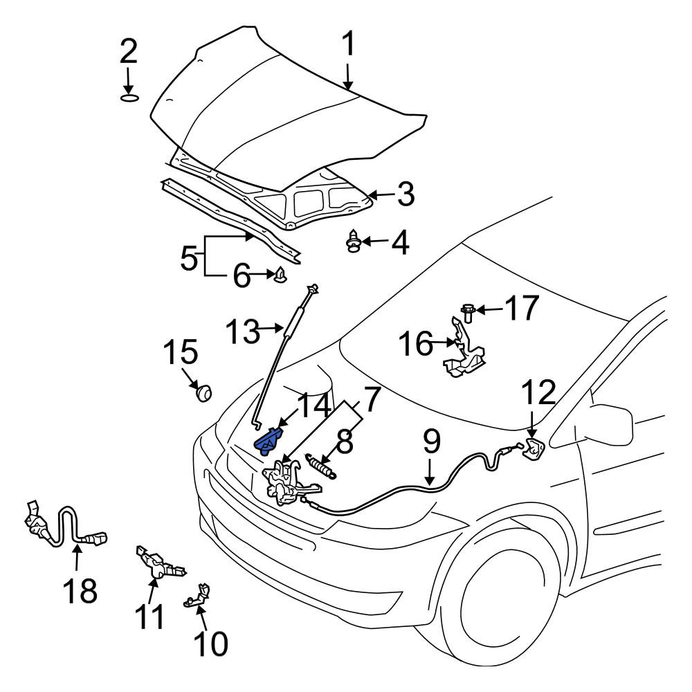 Toyota OE 5345508020 - Hood Prop Rod Clip