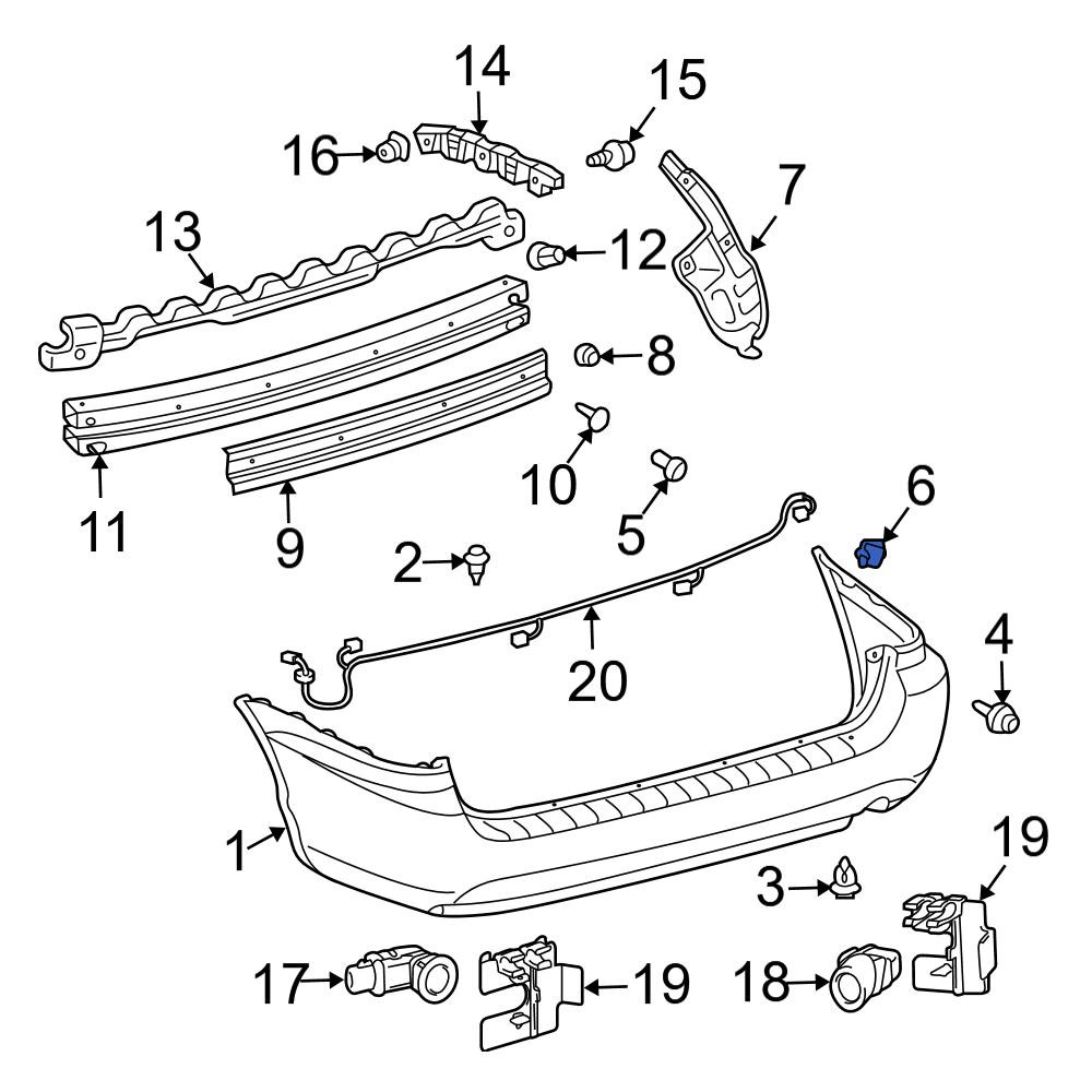Toyota OE 52155AE010 - Rear Bumper Cover Support Rail