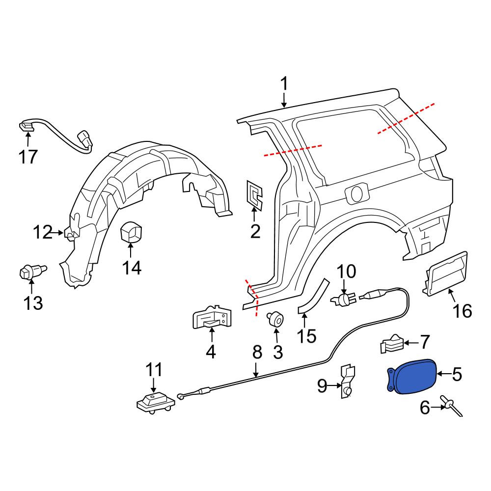 Toyota OE 7735008020 - Rear Fuel Filler Door