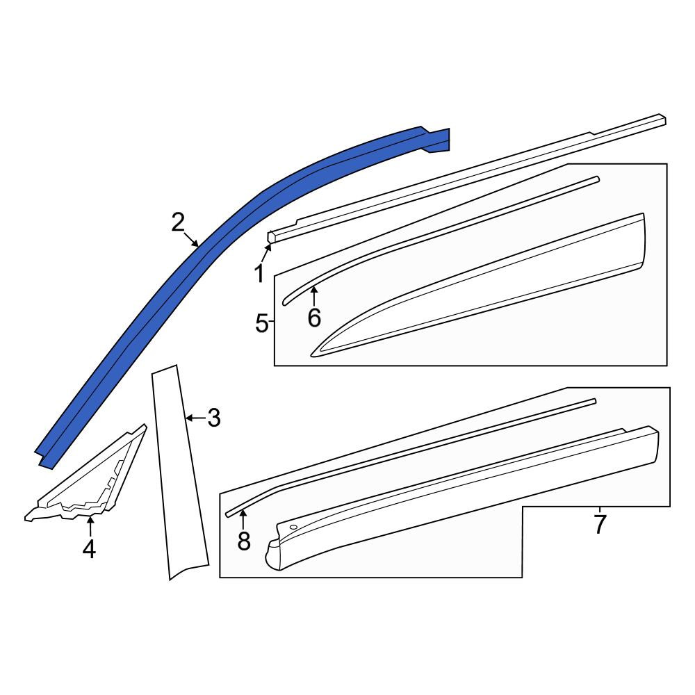 Toyota OE 7575430150 - Front Left Door Reveal Molding