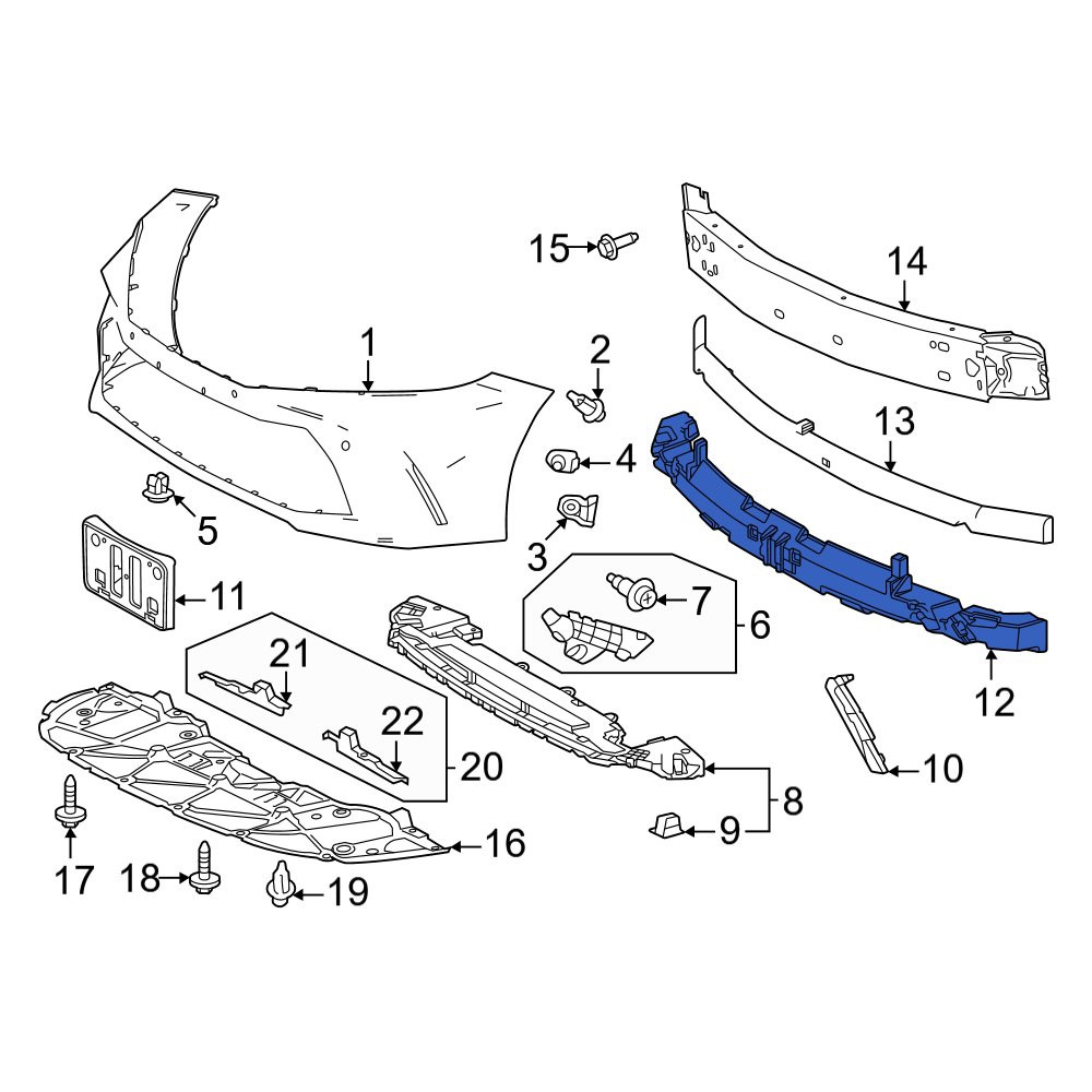 Toyota OE 52611AQ011 - Front Upper Bumper Impact Absorber