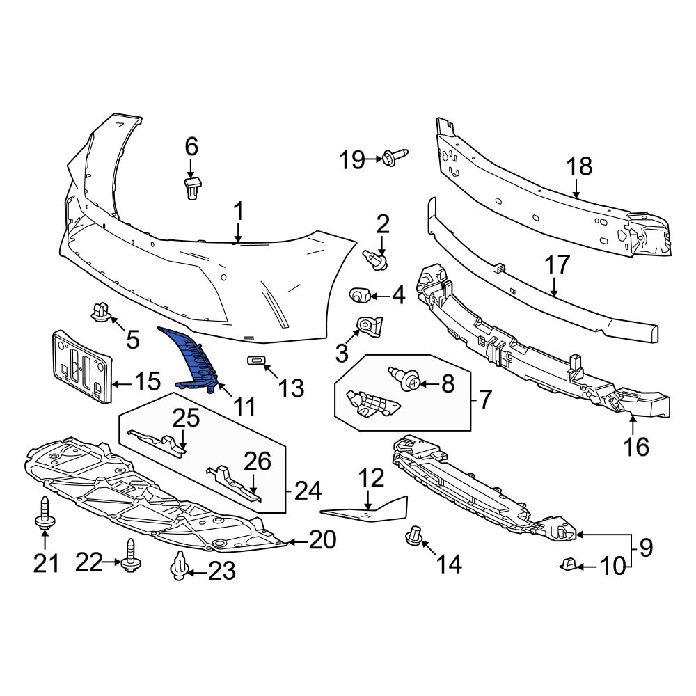 Toyota OE 52712AQ040 - Front Right Lower Bumper Trim
