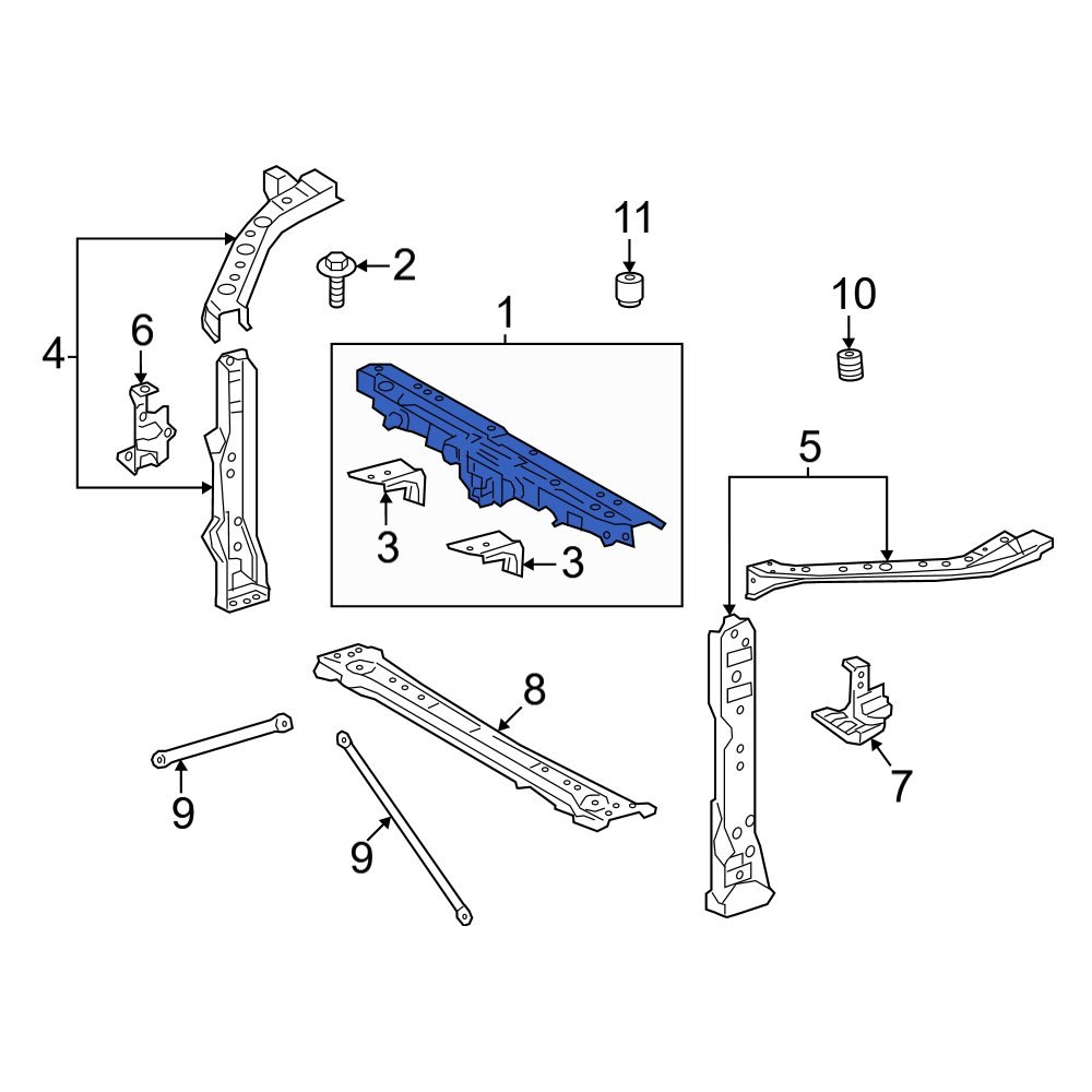 Toyota OE 5320506901 - Front Upper Radiator Support Tie Bar