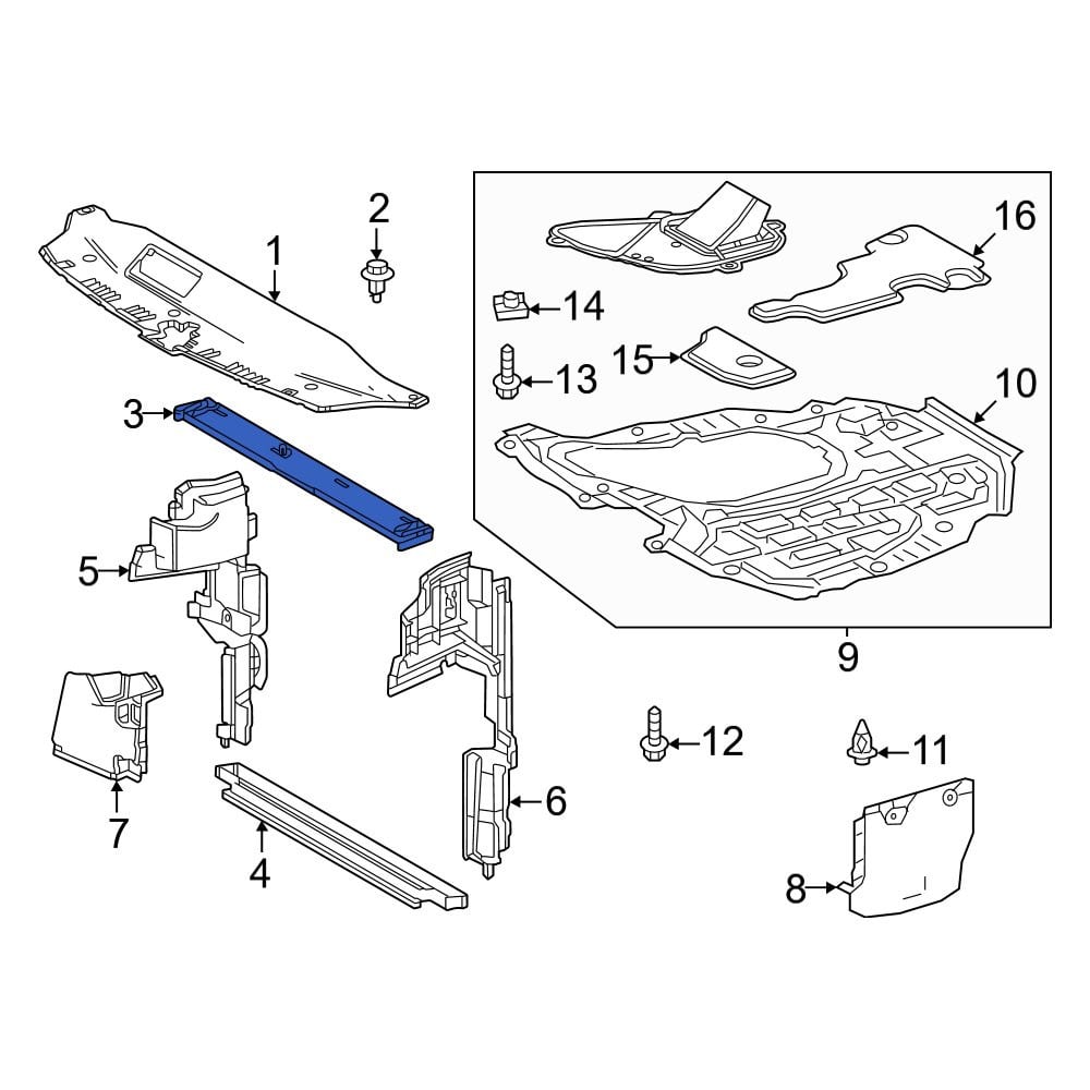 Toyota OE 16594F0010 - Front Upper Radiator Support Air Deflector