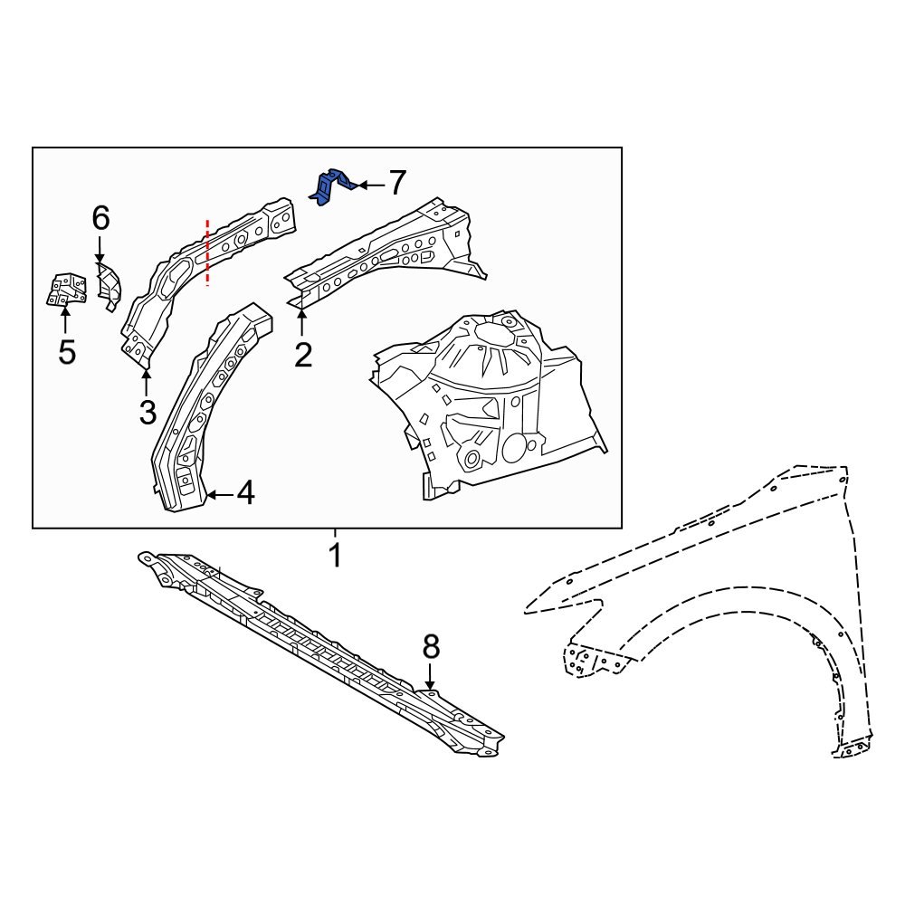 Toyota OE 5382106140 - Rear Right Fender Bracket