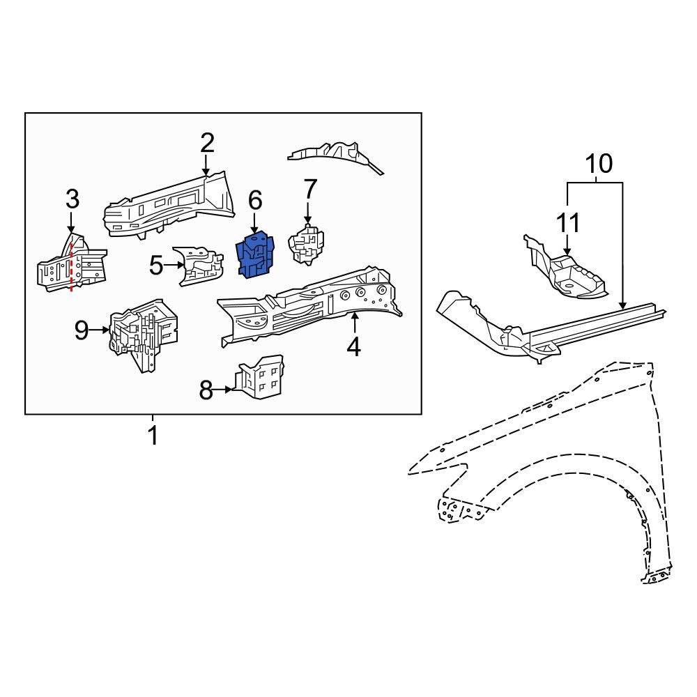 Toyota OE 5740606060 - Rear Left Frame Side Member Reinforcement