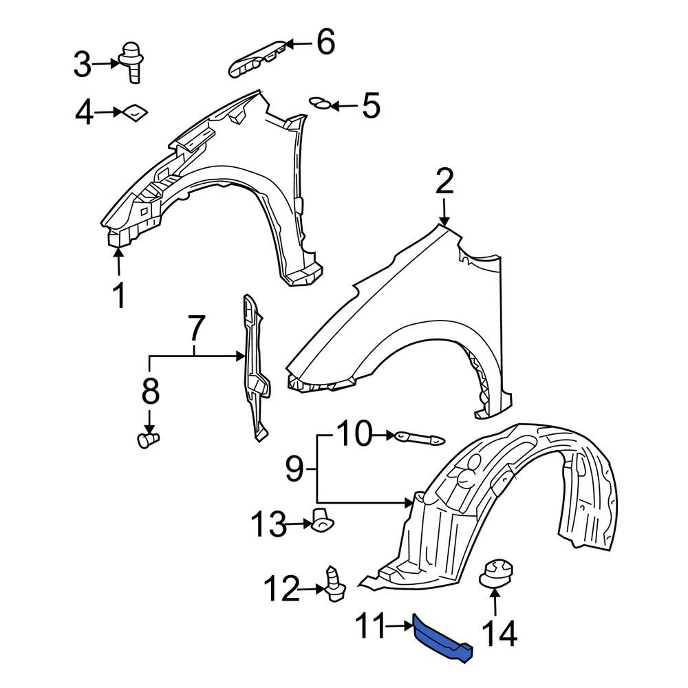Toyota OE 5385247010 - Left Fender Liner Support Bracket
