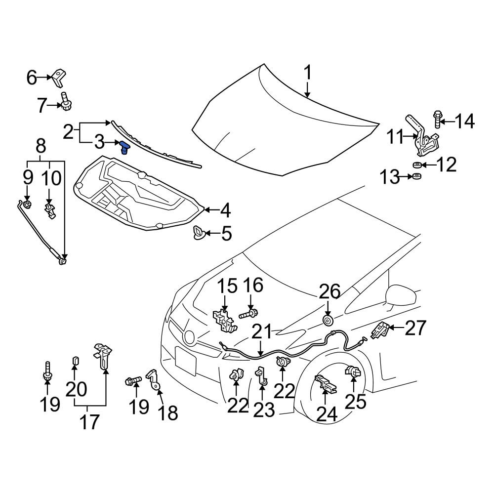 Toyota OE 5314560030 - Radiator Support Access Cover Clip