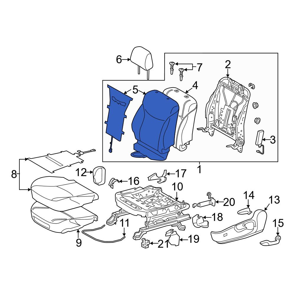 Toyota OE 7107447360G3 - Front Left Seat Back Cushion Cover