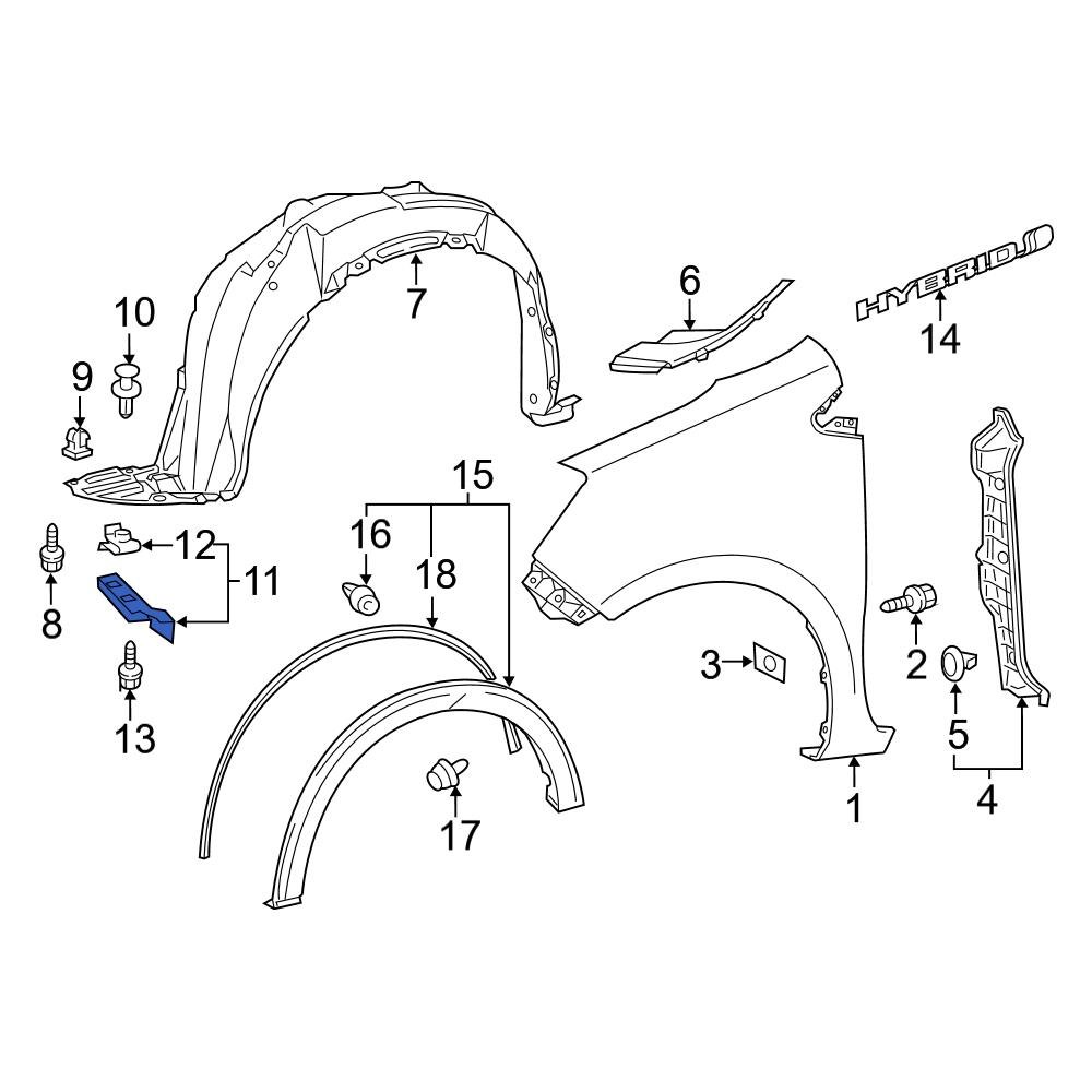 Toyota OE 5385252180 - Front Left Fender Liner Extension