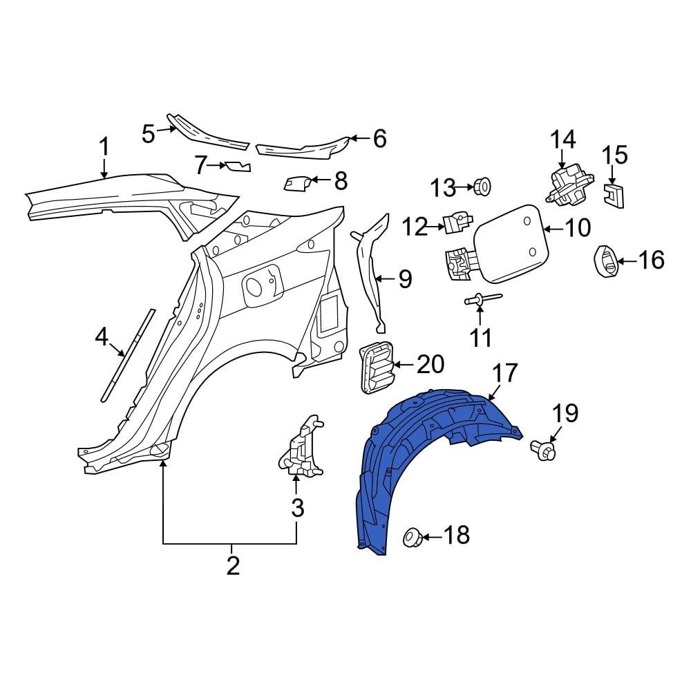 Toyota OE 6563747060 - Rear Right Quarter Panel Splash Shield