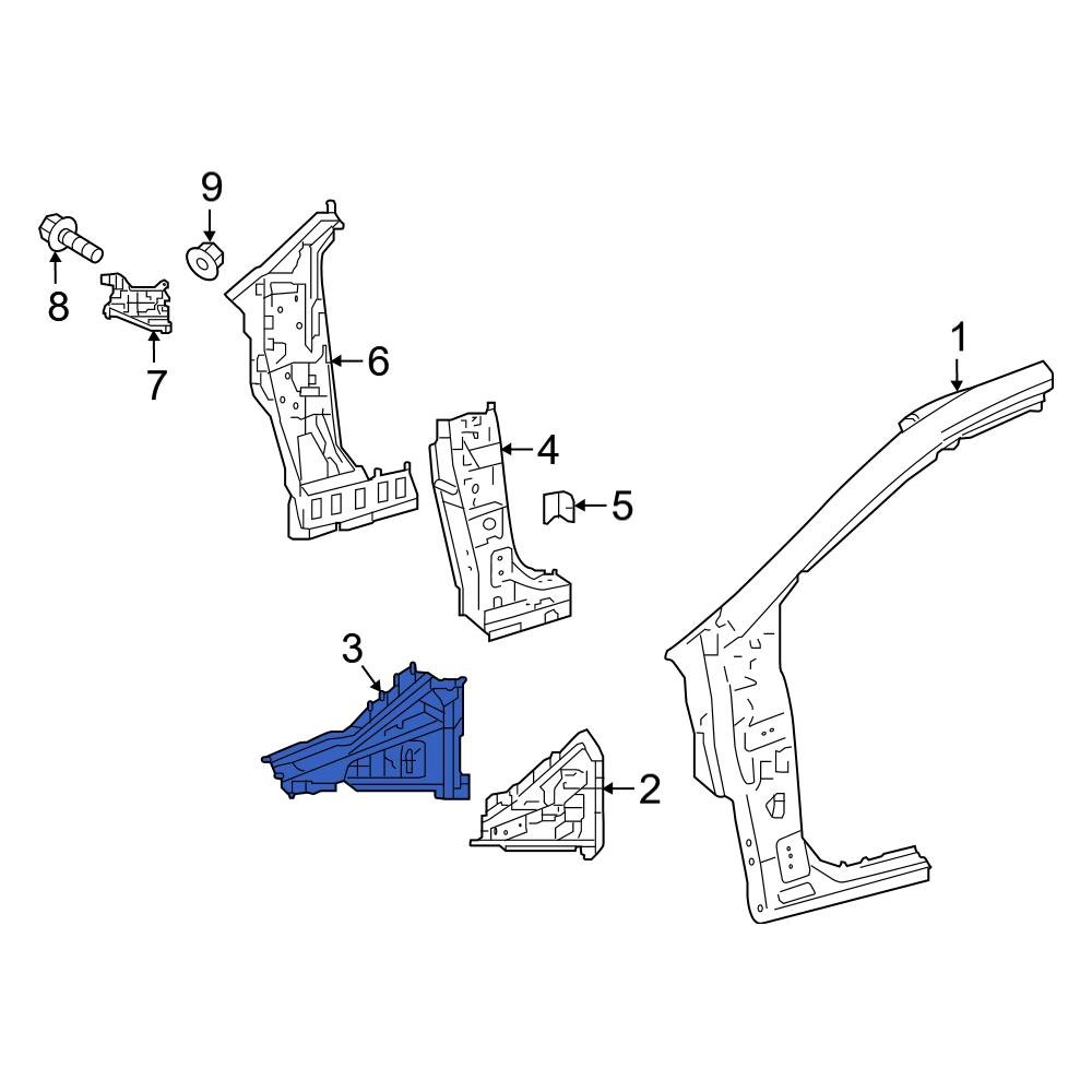 Toyota OE 6110602030 - Front Right Fender Apron Reinforcement