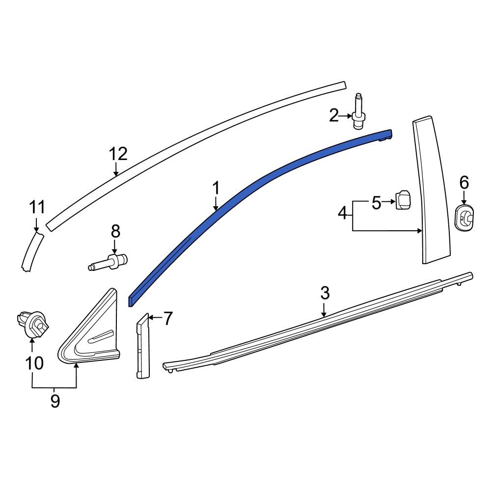 Toyota OE 7575302010 - Front Right Upper Door Reveal Molding