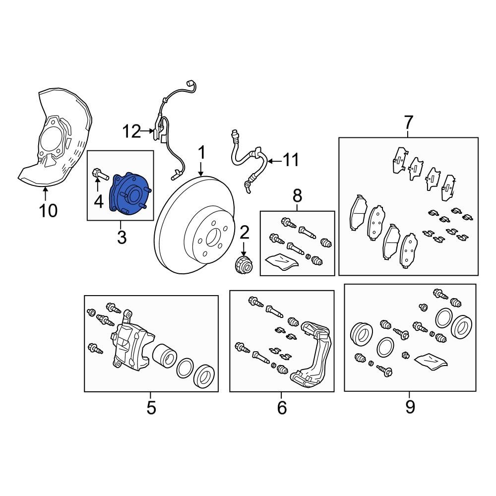 Toyota OE 43550F4010 - Front Wheel Bearing and Hub Assembly