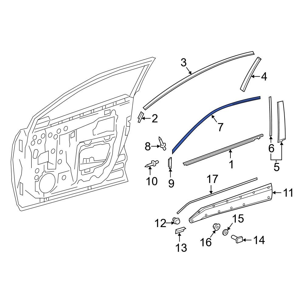 Toyota OE 75754F4010 - Front Left Upper Door Reveal Molding