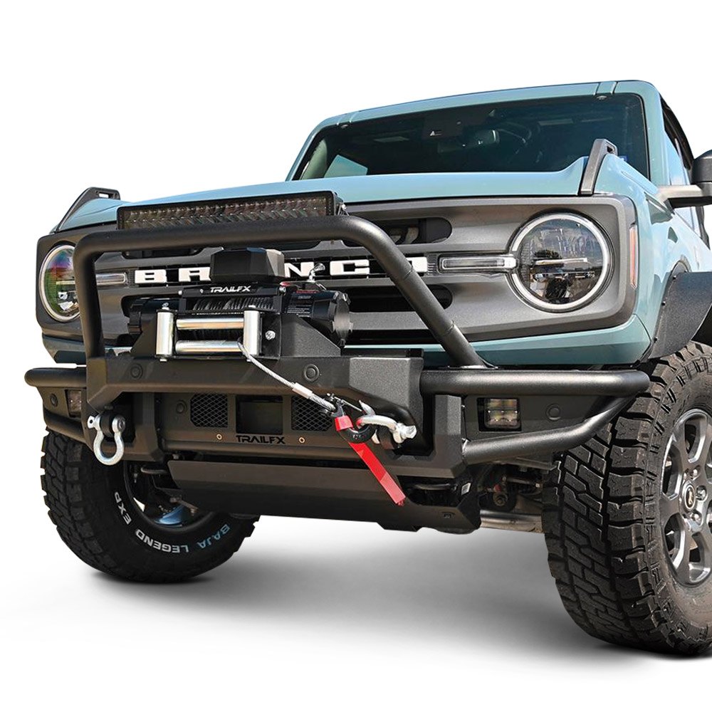 TrailFX® BR002T - Full Width Black Powder Coated Front Winch Pre-Runner ...
