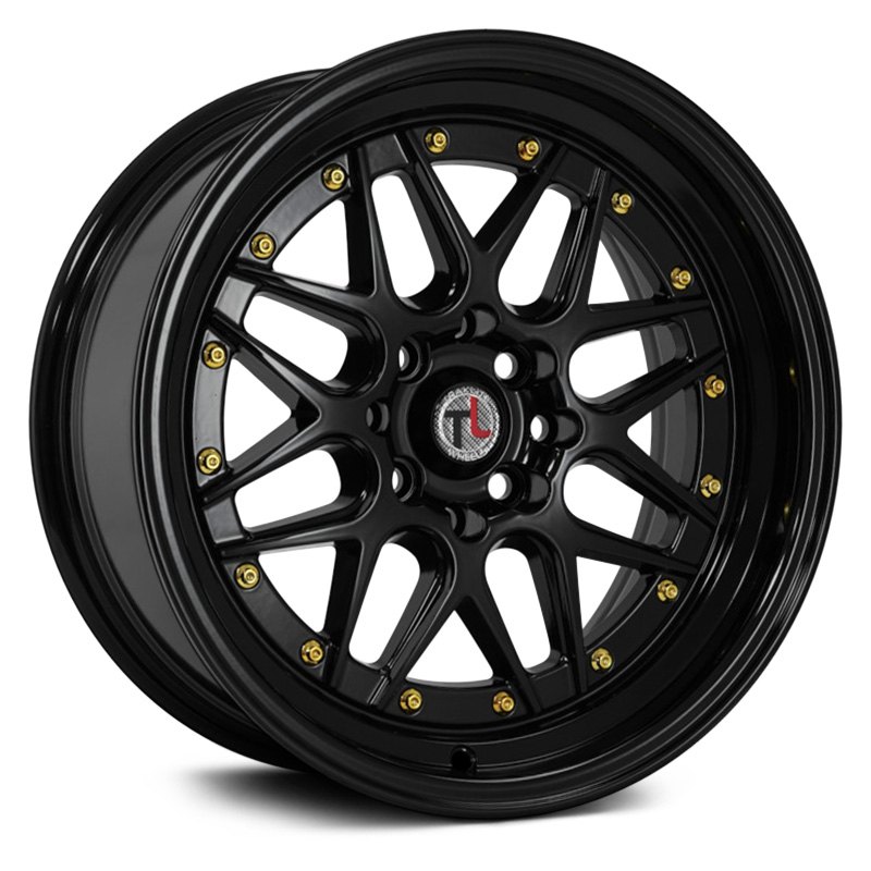 TRAKLITE WHEELS® APEX Wheels - Gloss Black with Gold Rivets Rims