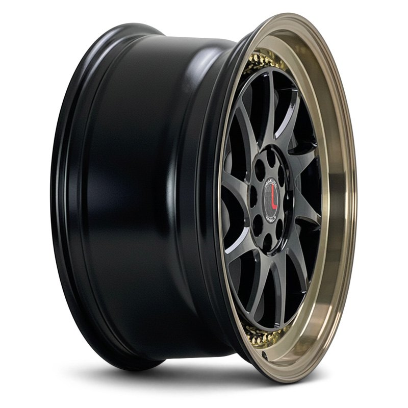 TRAKLITE WHEELS® TURBO Wheels - Gloss Black with Bronze Lip and Gold ...