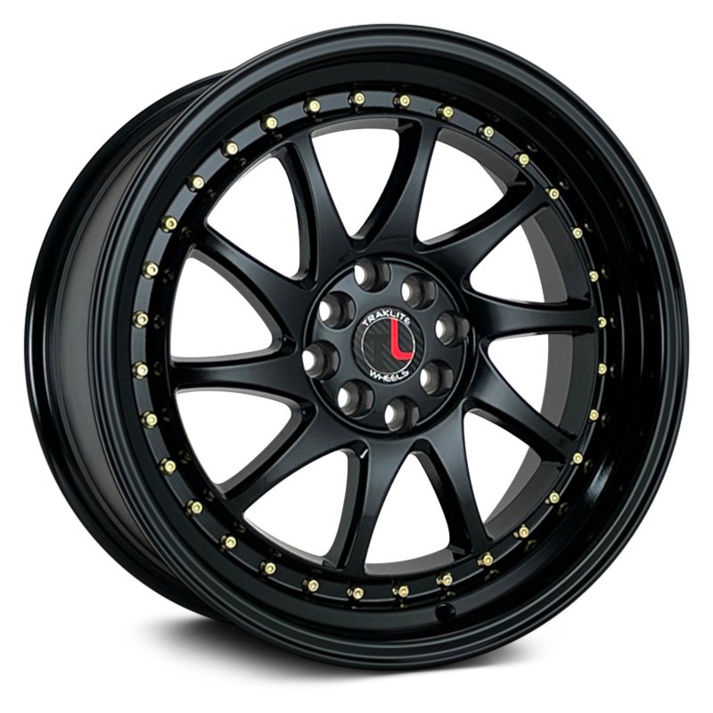TRAKLITE WHEELS® TURBO Wheels - Gloss Black with Gold Rivets Rims