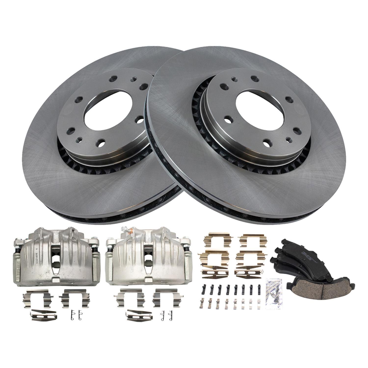 TRQ® BKA25206 - Ceramic Brake Pad & Rotor Kit with Calipers