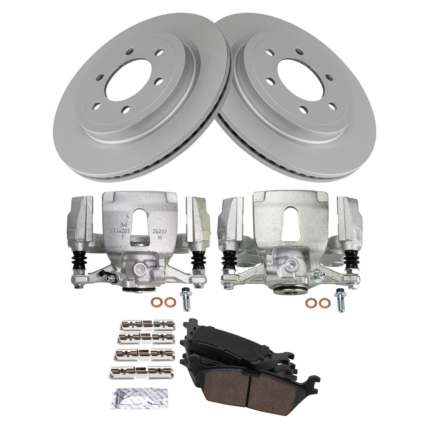 TRQ® BKA26563 - Rear Disc Brake Kit with Ceramic Pads and Calipers
