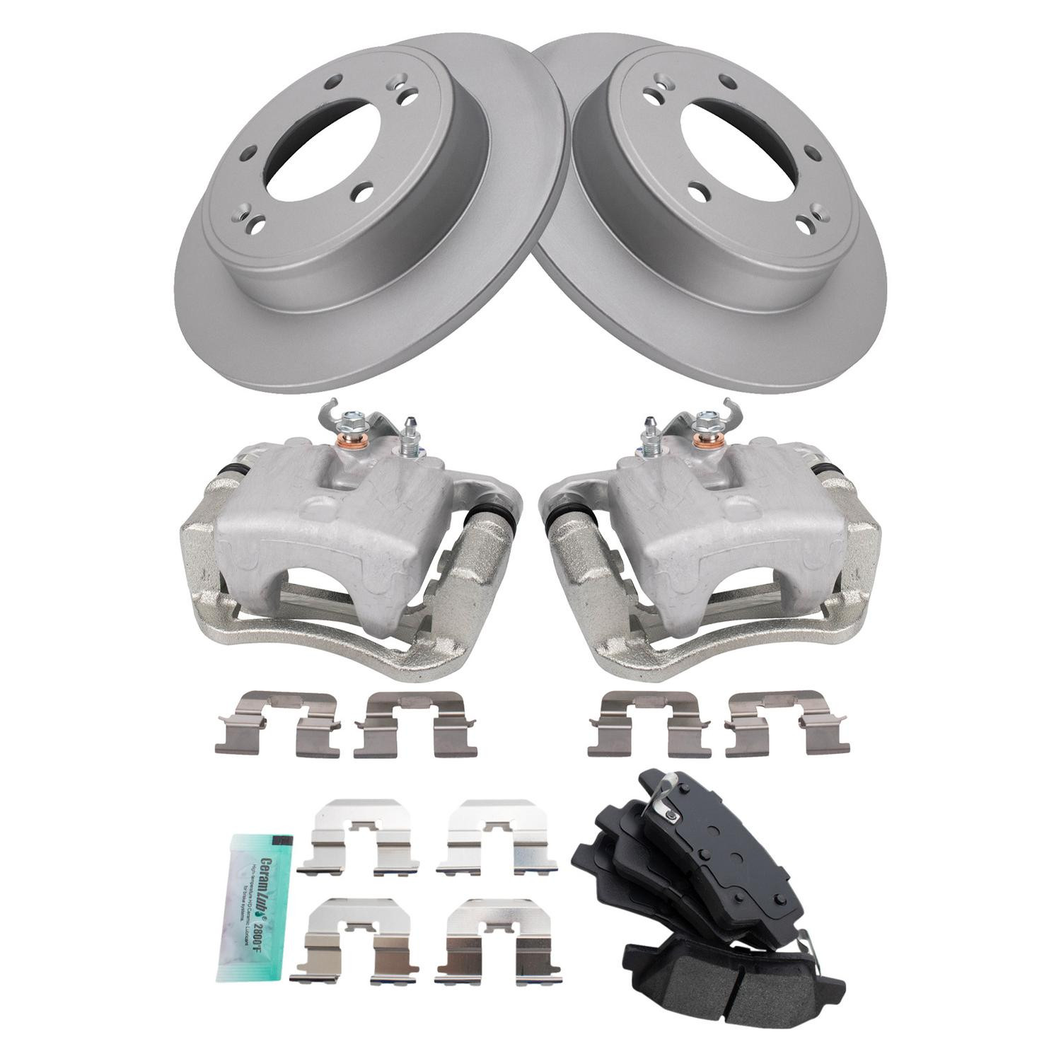 TRQ® BKA26810 - Rear Disc Brake Kit with Semi-Metallic Pads and Calipers