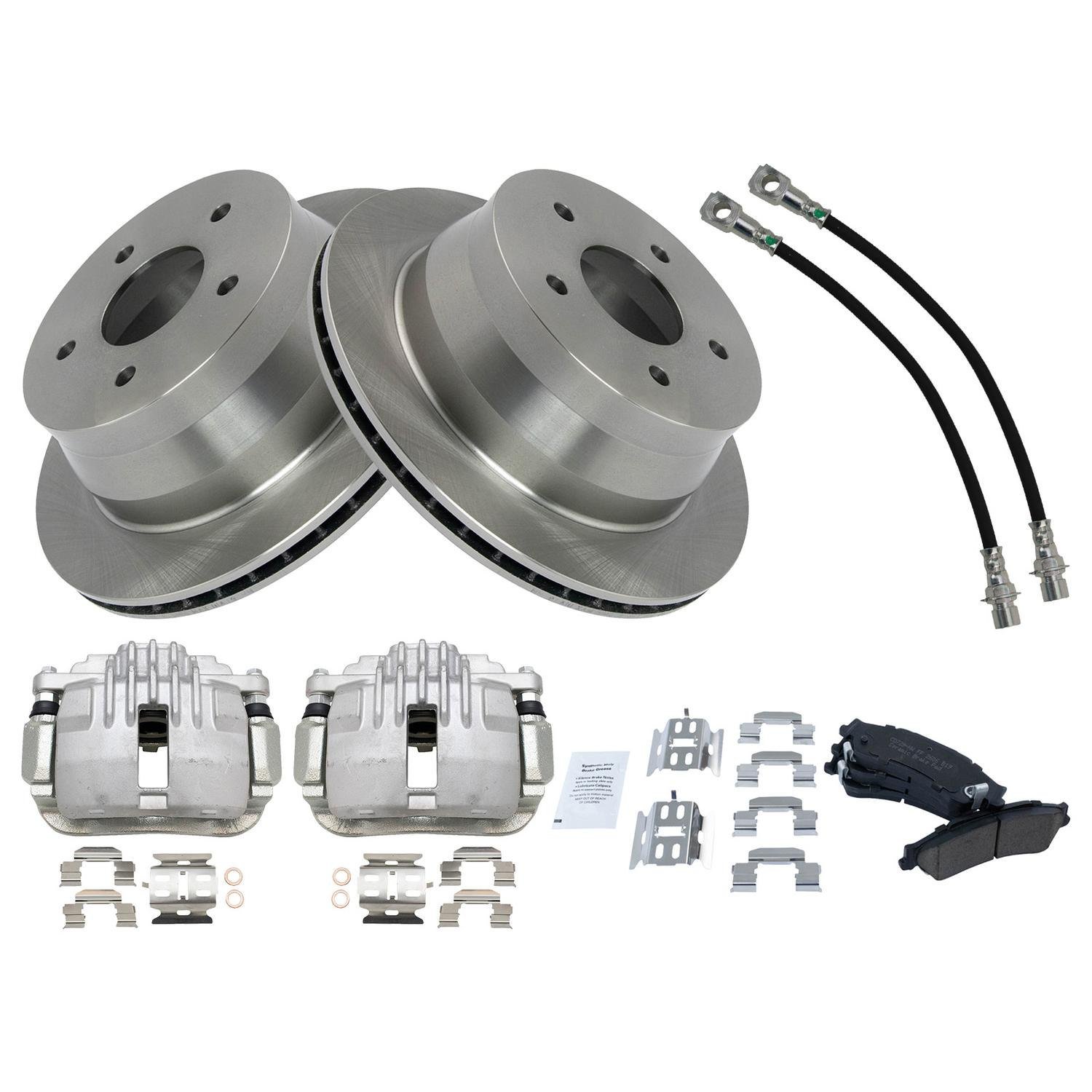 TRQ® BKA29561 - Rear Disc Brake Kit with Ceramic Pads, Calipers and Hoses